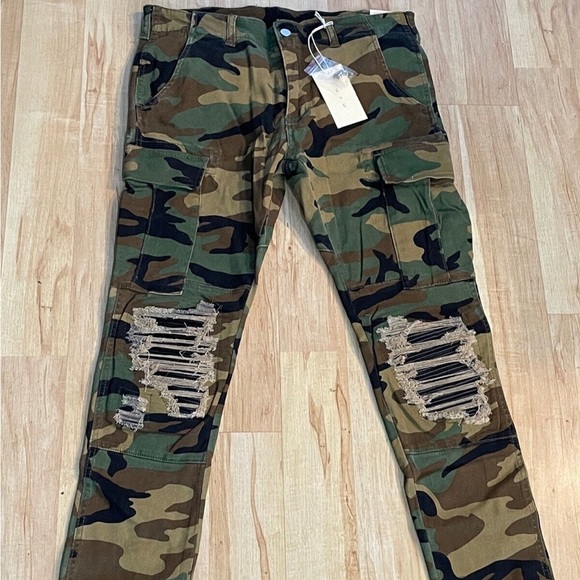 MNML | Jeans | New Mens Mnml Camo Jeans X288 Stretch Cargo Denim Skinny Distressed Moto Pants ...